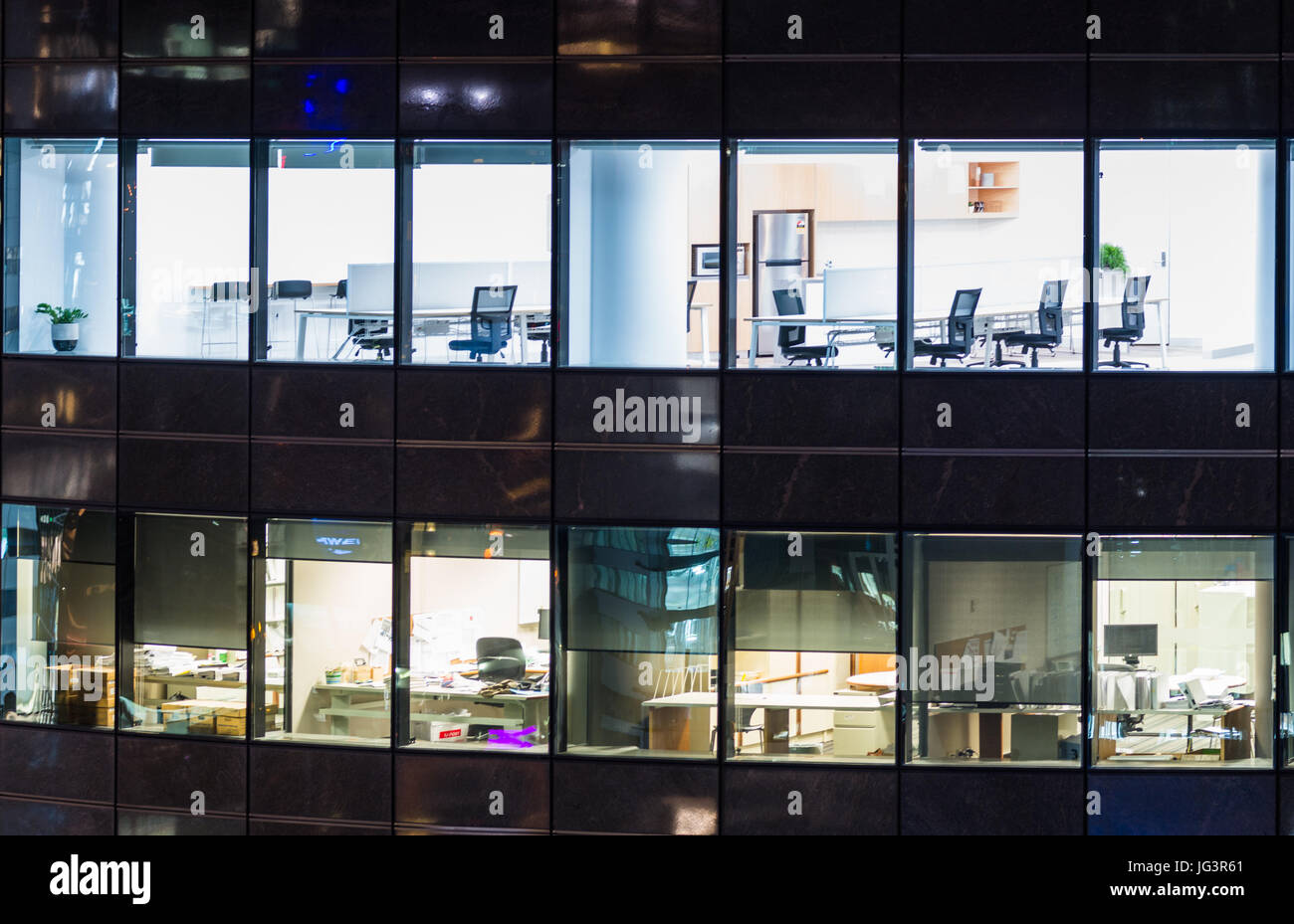 High-rise offices seen from the outside at night. Brisbane. Australia ...