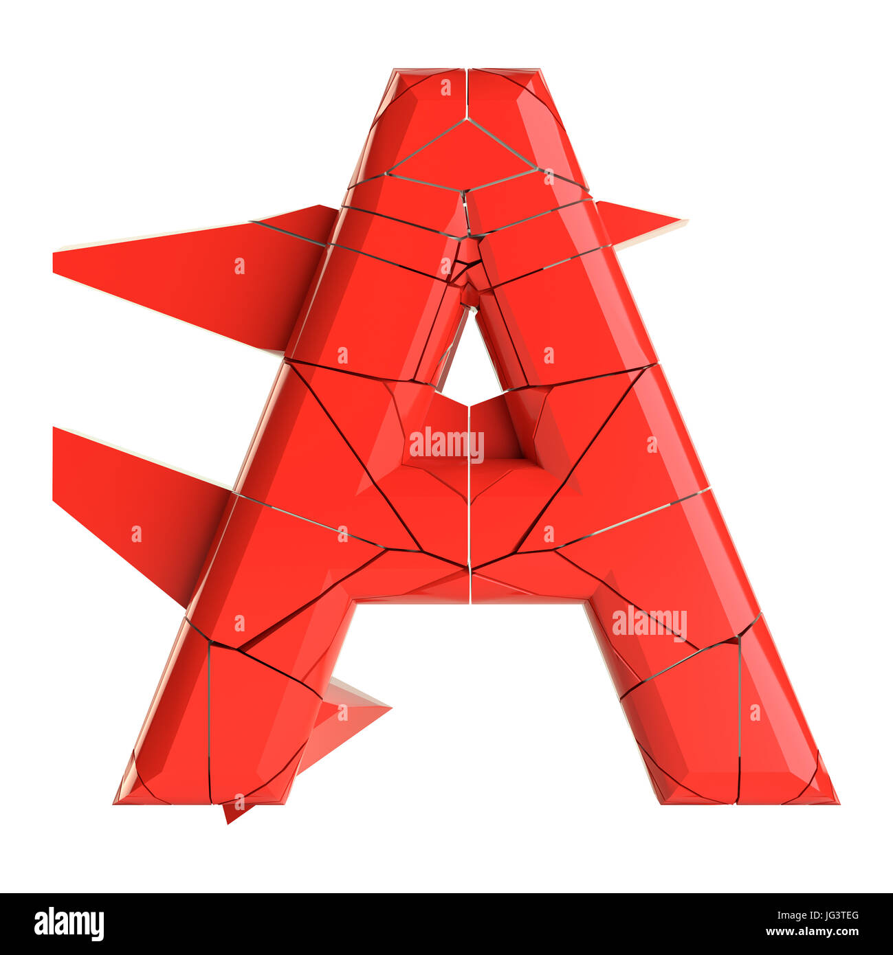 Futuristic red cracked letter. 3D illustration Stock Photo - Alamy
