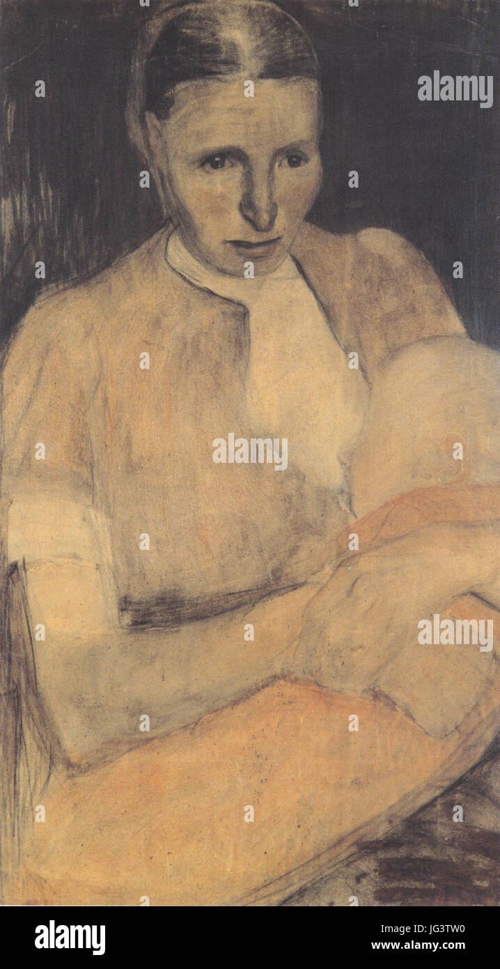 This painting by Paula Modersohn-Becker, titled *Bäuerin mit Kind an ...