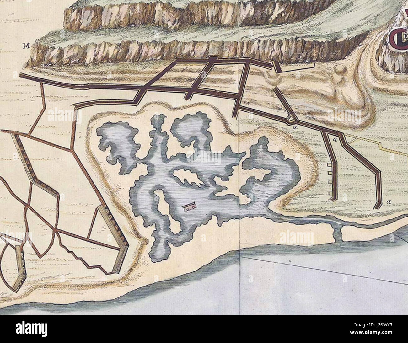 Morass and Spanish trenches Gibraltar 1704 Stock Photo - Alamy