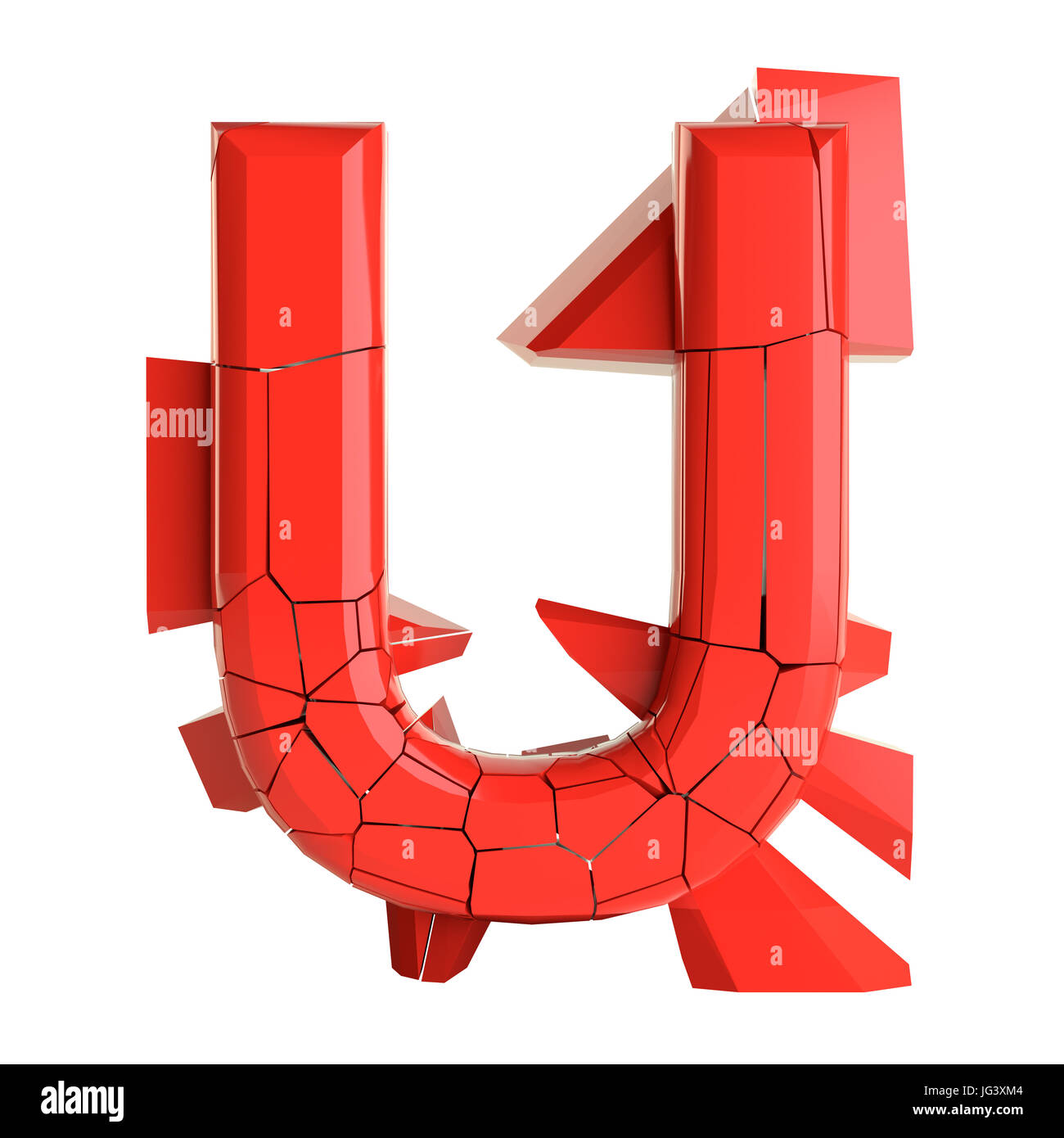 Futuristic red cracked letter. 3D illustration Stock Photo - Alamy