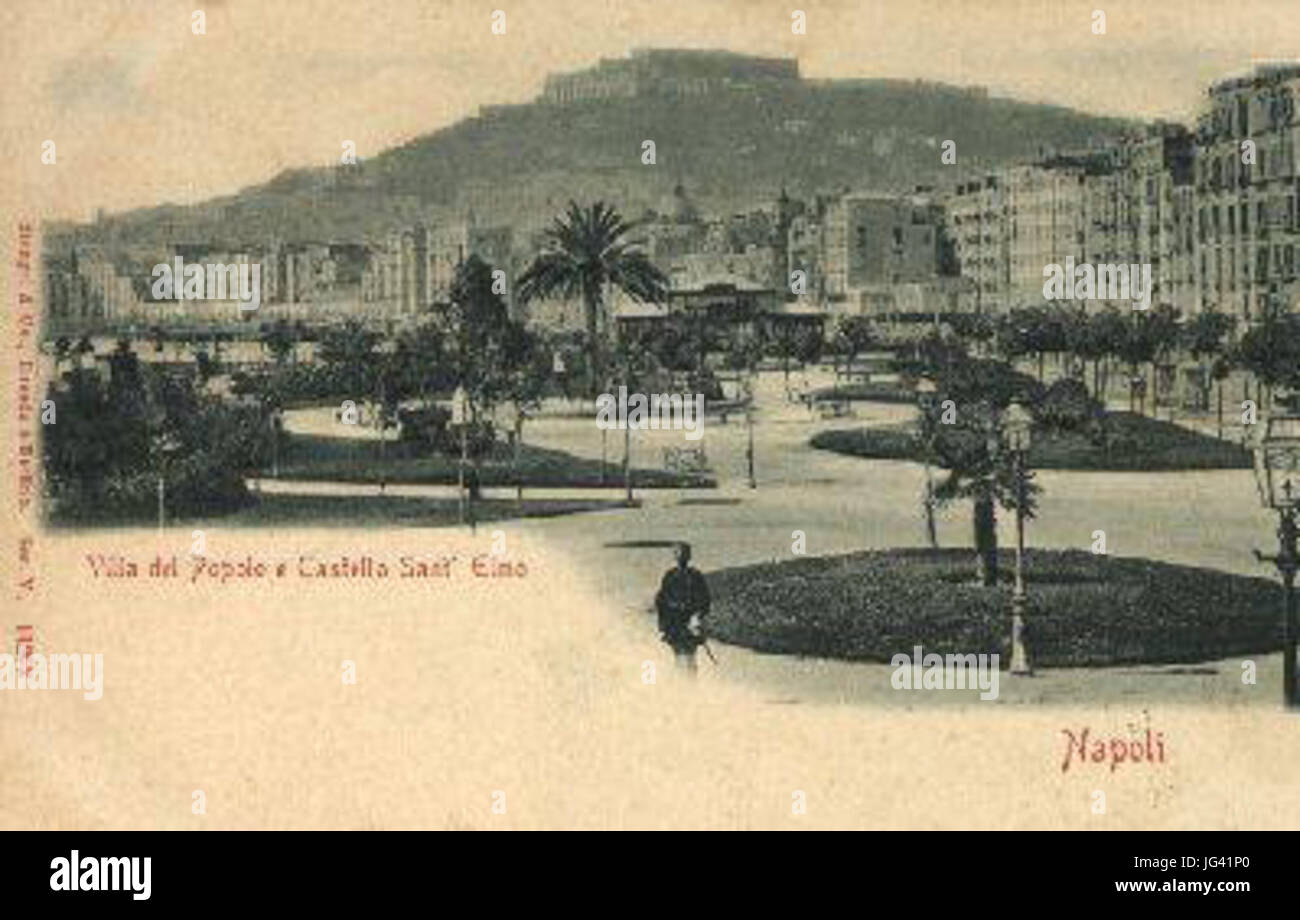 Napoli Villa del Popolo 4 cartolina Stock Photo - Alamy
