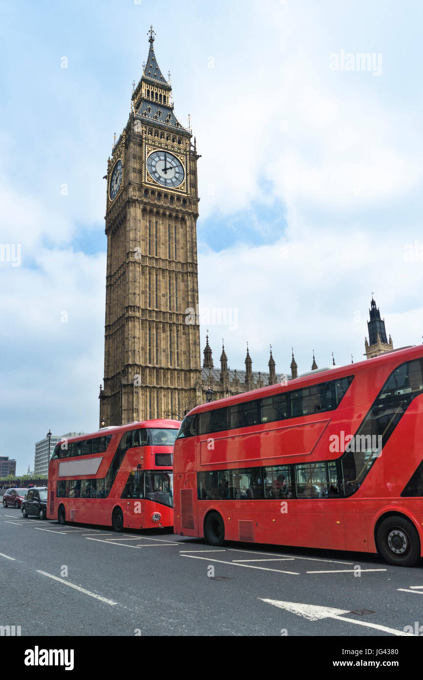 Big Ben and red bus, London Stock Photo - Alamy