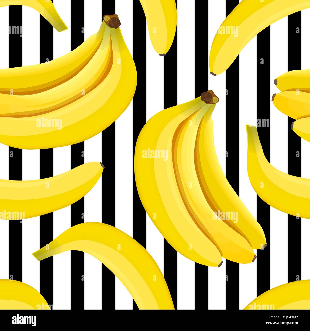 Banana seamless pattern vector. Bunch of Ripe bananas on a striped ...