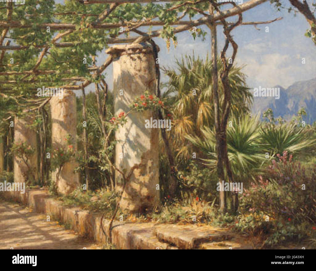 Niels Frederik Schiøttz-Jensen Sunlit Italian terrace Stock Photo - Alamy