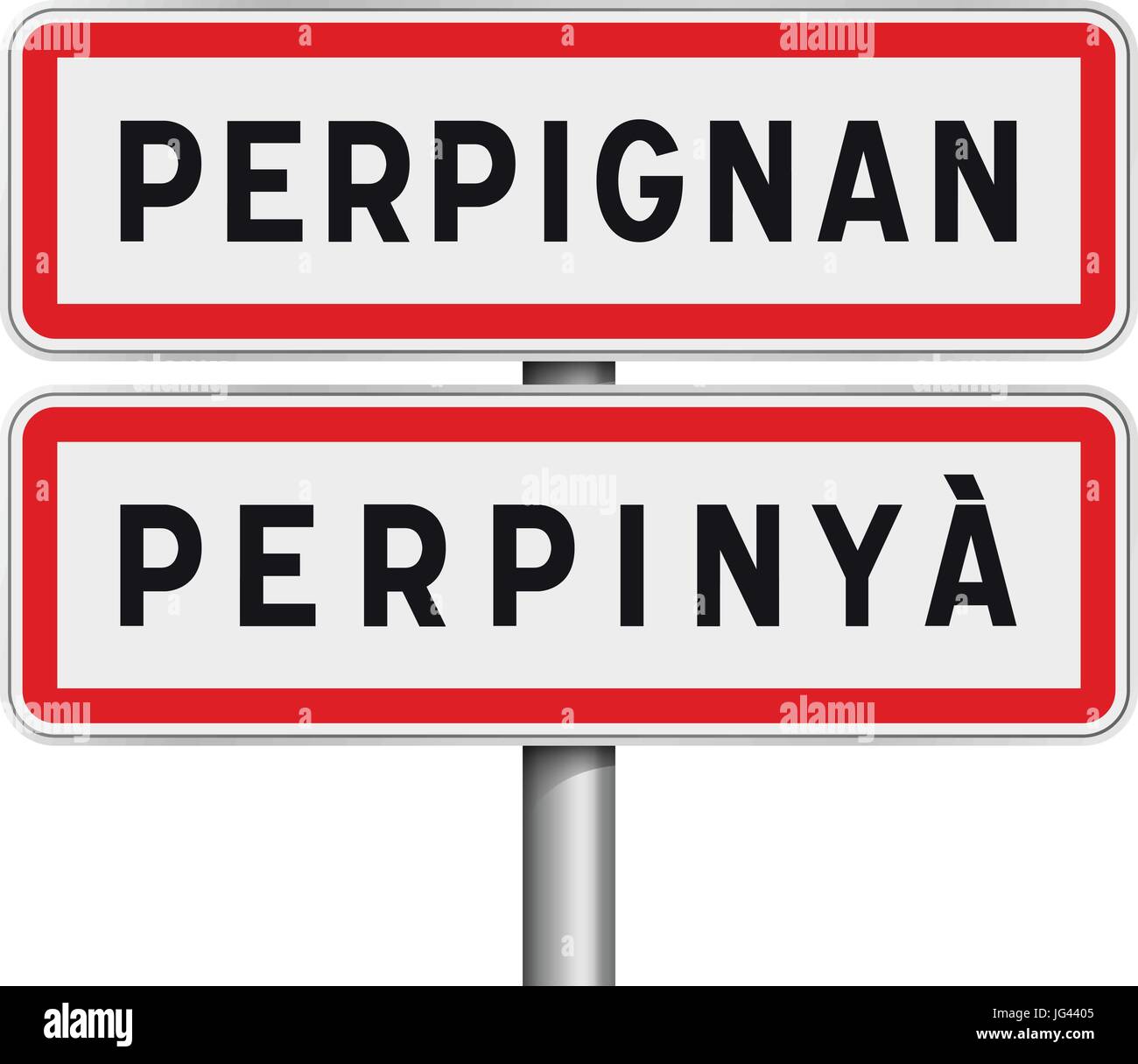 Vector illustration of Perpignan road signs entrance with the Catalan ...