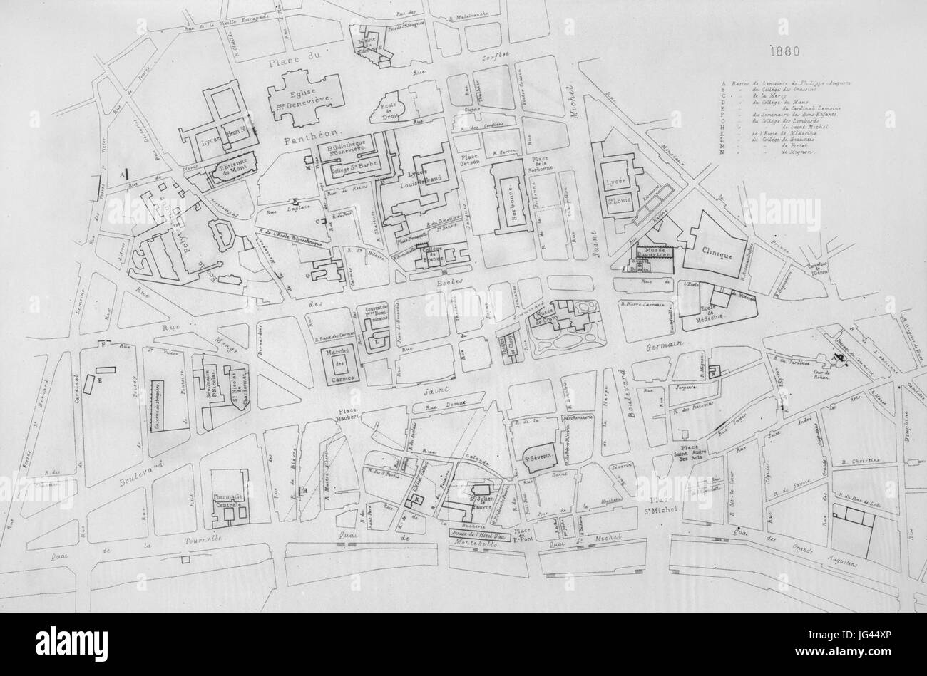 Paris map vintage 1880 hi-res stock photography and images - Alamy