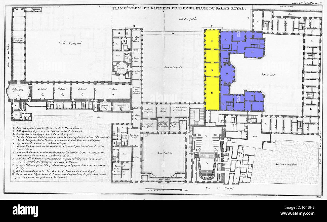 Palais-Royal - Plan du premier étage showing additions by Contant d ...