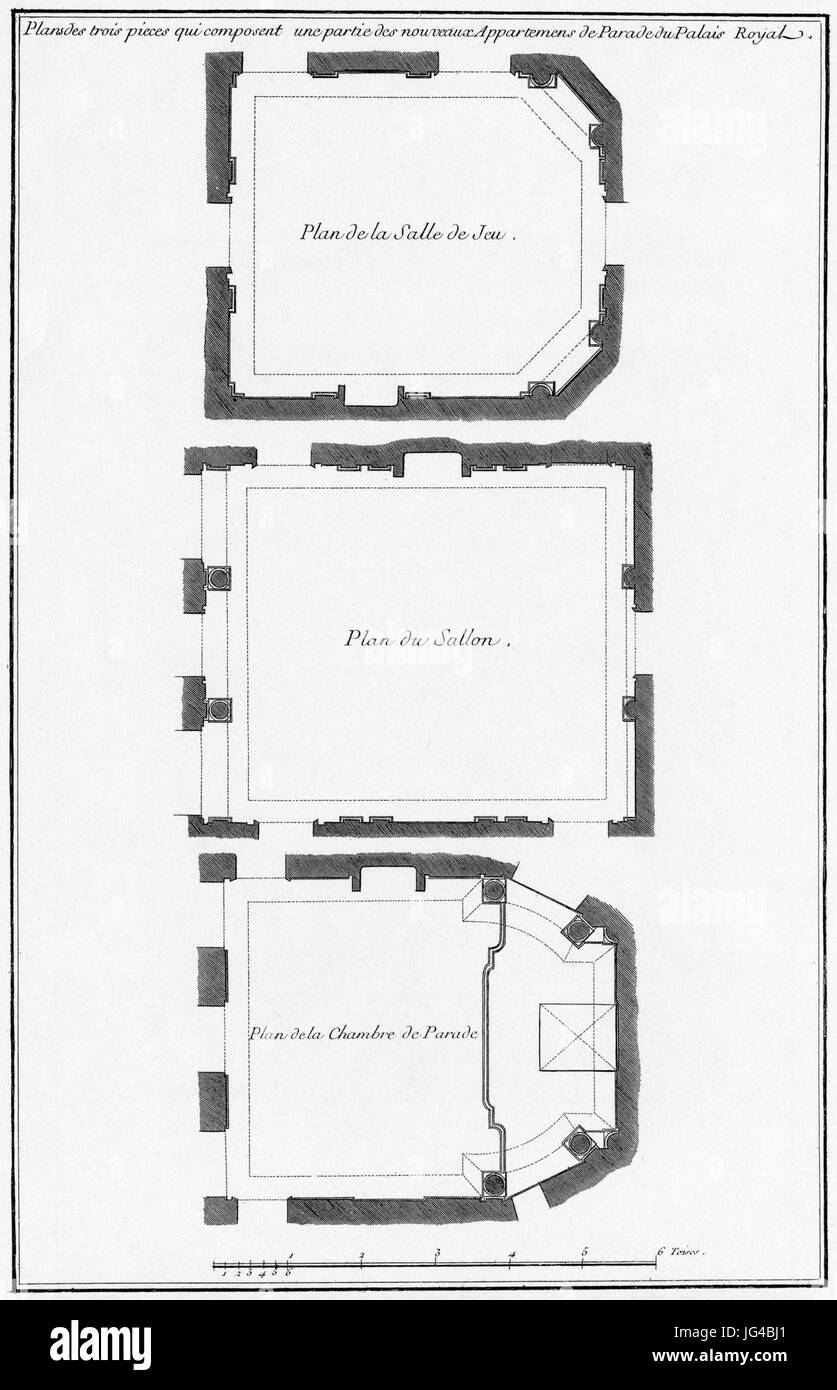 Palais-Royal rooms for the Duchess of Orléans - Plans of the Card Room ...