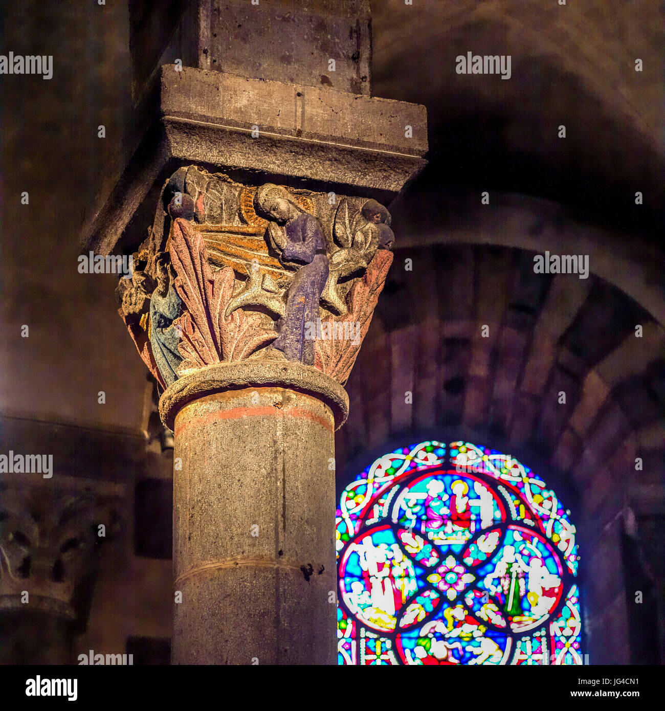 La Bourboule. Capitals of St Joseph church sculpted in 1941 by Henri ...