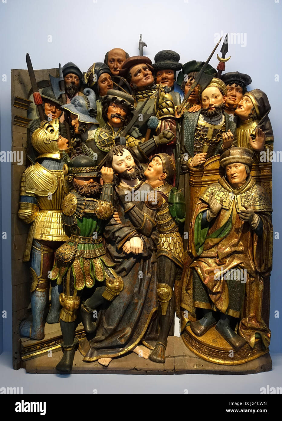 Passion relief by workshop of Niclaus Weckmann, Christ before Pilate, Ulm, Kreis Ulm, original c ...