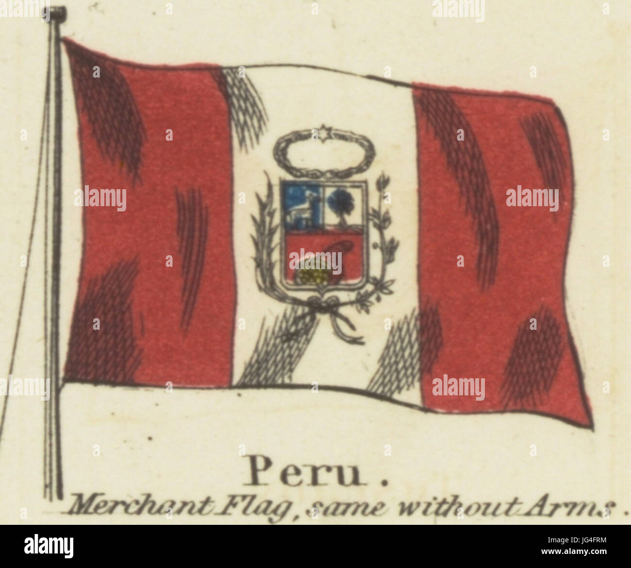 Peru. Johnson s new chart of national emblems 1868 Stock Photo - Alamy