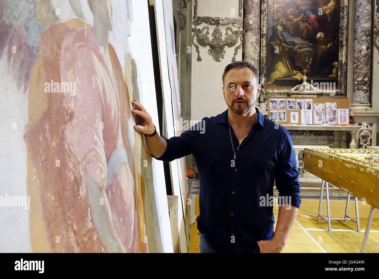 Florence, Restoration of the Capponi Chapel in the church of Santa ...