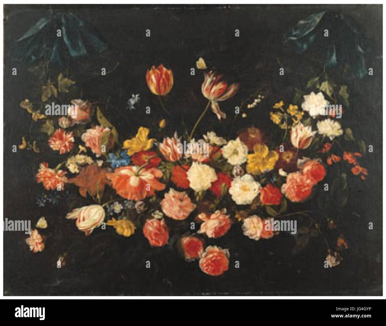 Philips de Marlier - A Swag of Tulips Roses Carnations and other ...