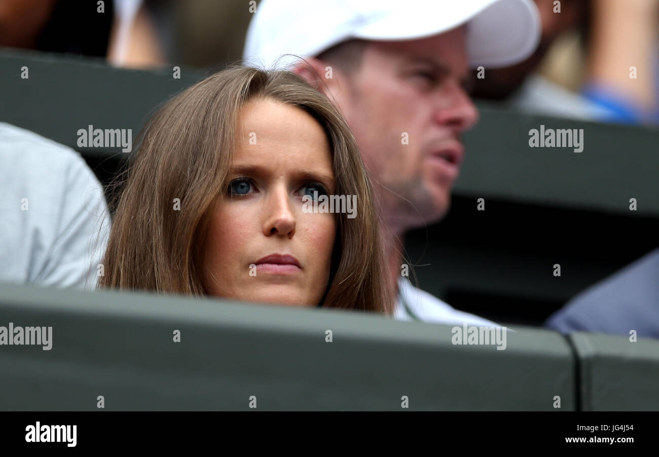 Kim Murray in the players box on centre court on day one of the ...