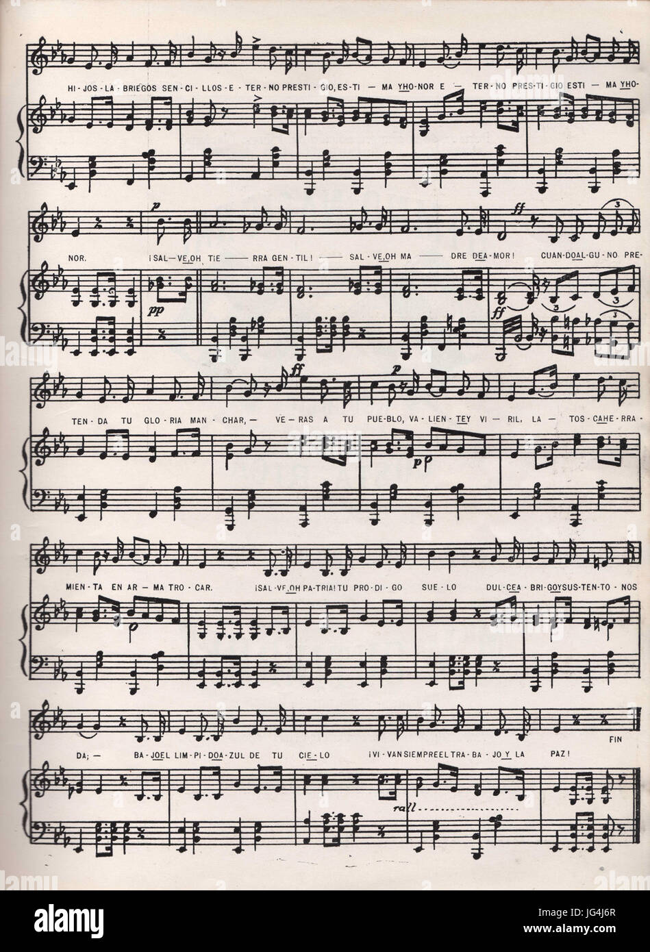 Música del Himno Nacional de Costa Rica 2 Stock Photo - Alamy