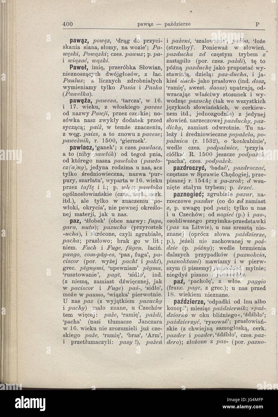 A page from 'Slownik etymologiczny jezyka polskiego' by Aleksander ...