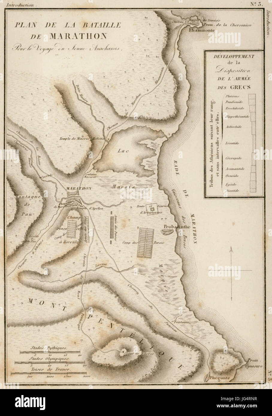 A map titled 'Plan de la Bataille de Marathon' from 1832, illustrating ...