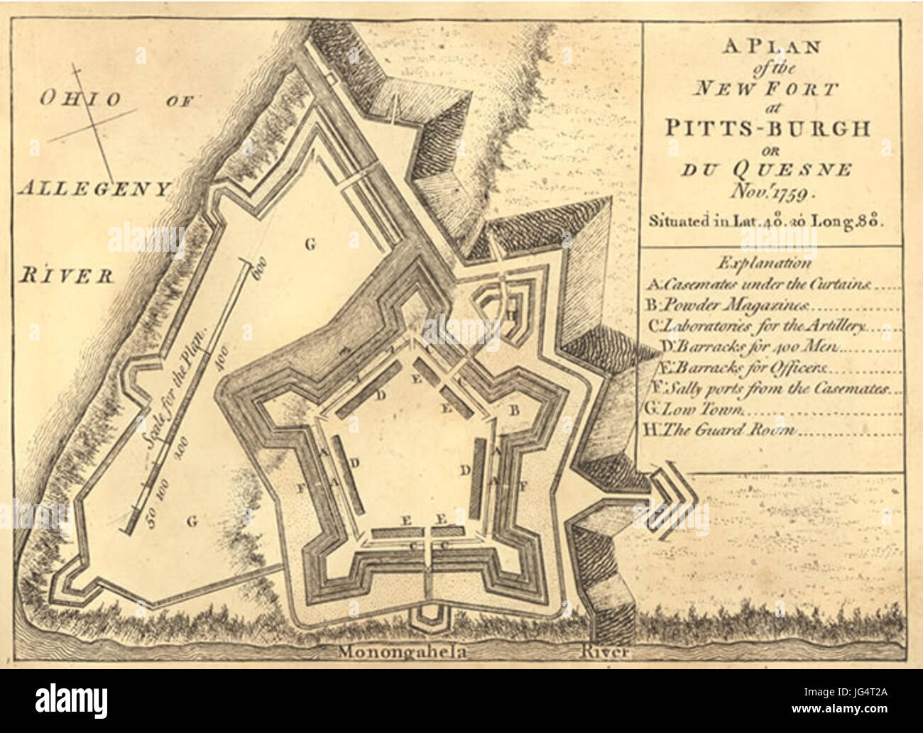 Plan of Fort Pitt 1759 Stock Photo - Alamy