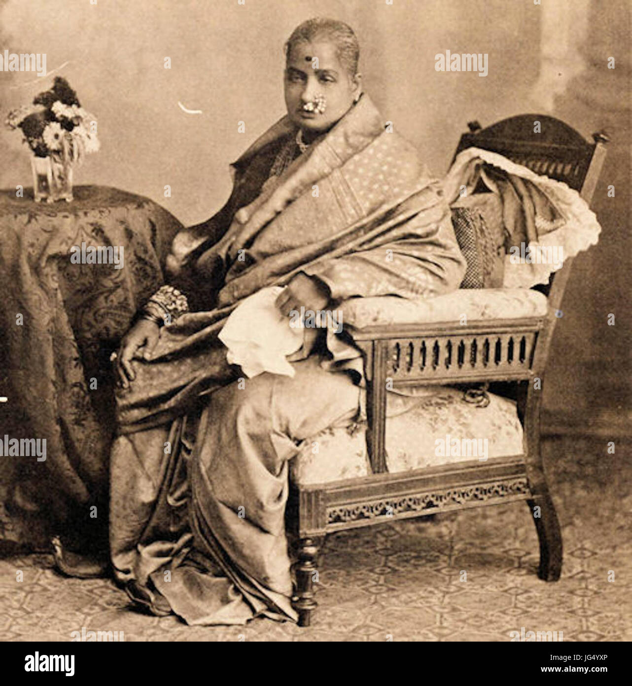 Portrait of a rich upper class elderly Indian lady by Lala Deen Dayal ...