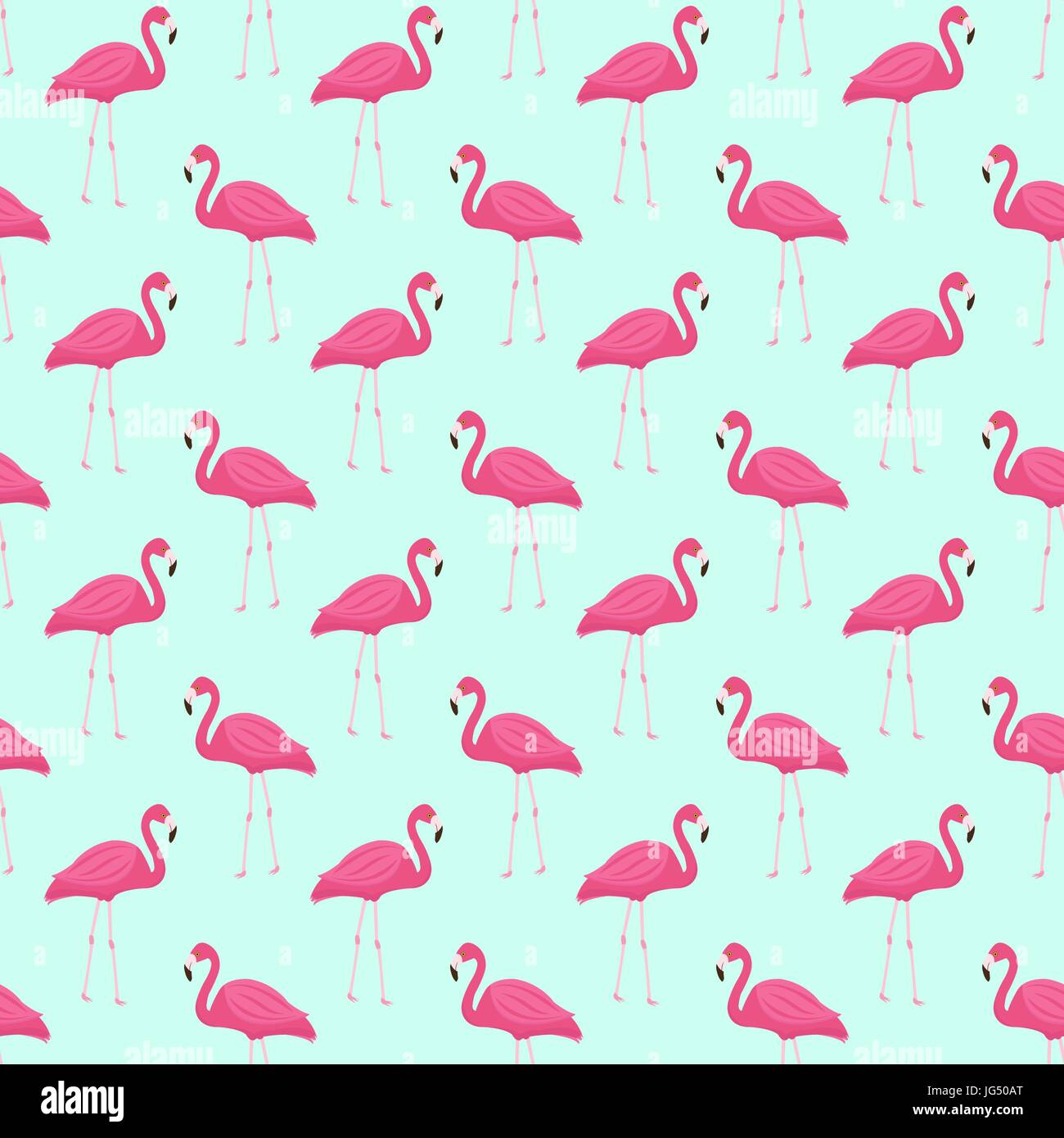 Seamless Pattern With Flamingos And Leaves Cute Background Premium ...
