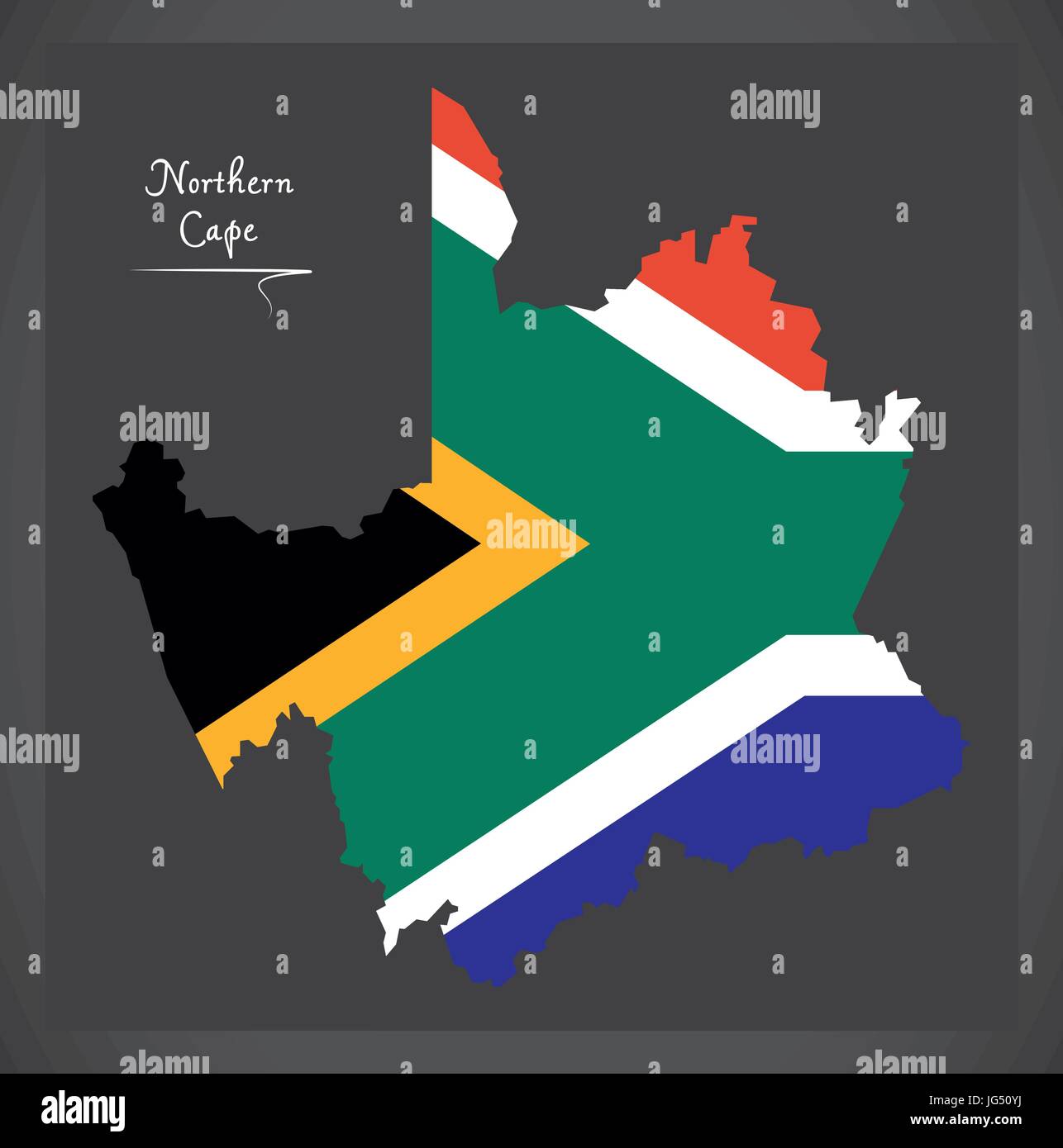 Northern Cape South Africa map with national flag illustration Stock ...