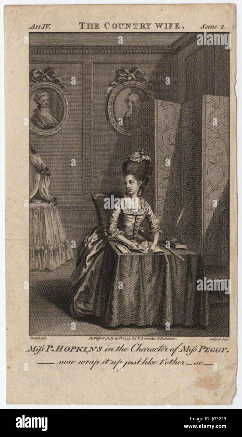 Priscilla Kemble (née Hopkins) when Miss Hopkins; as Miss Peggy in ...