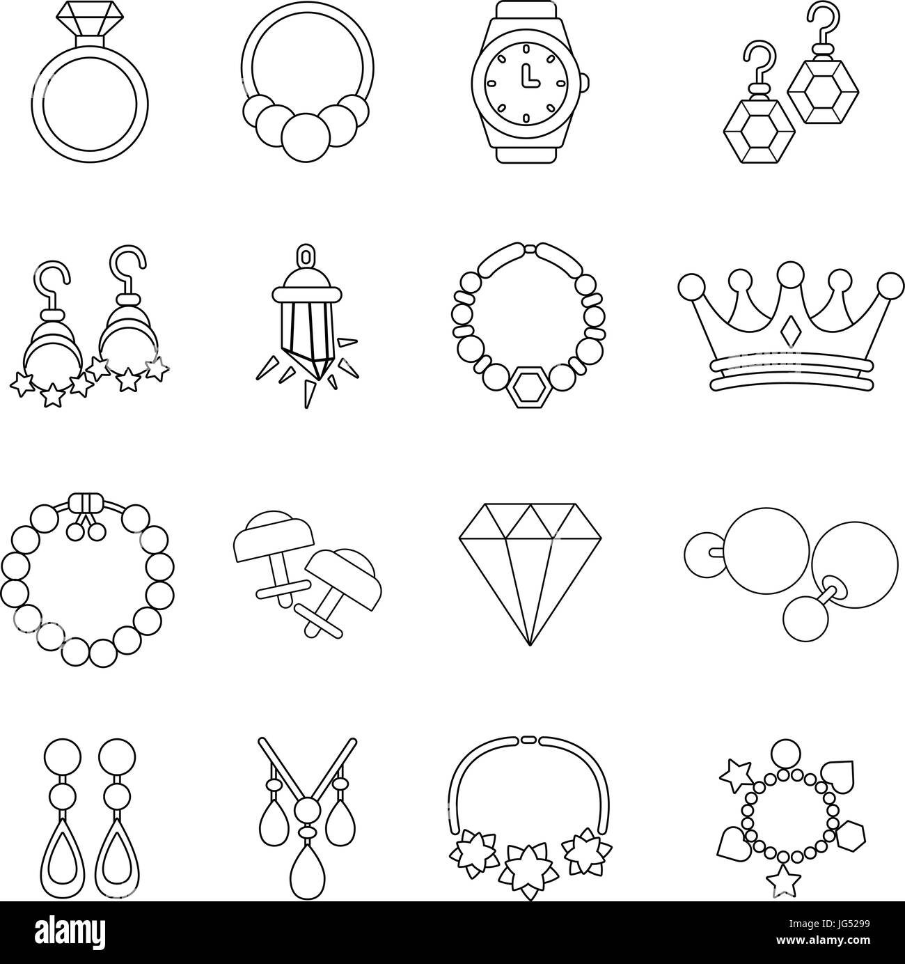 Jewelry shop icons set, outline style Stock Vector Image & Art - Alamy