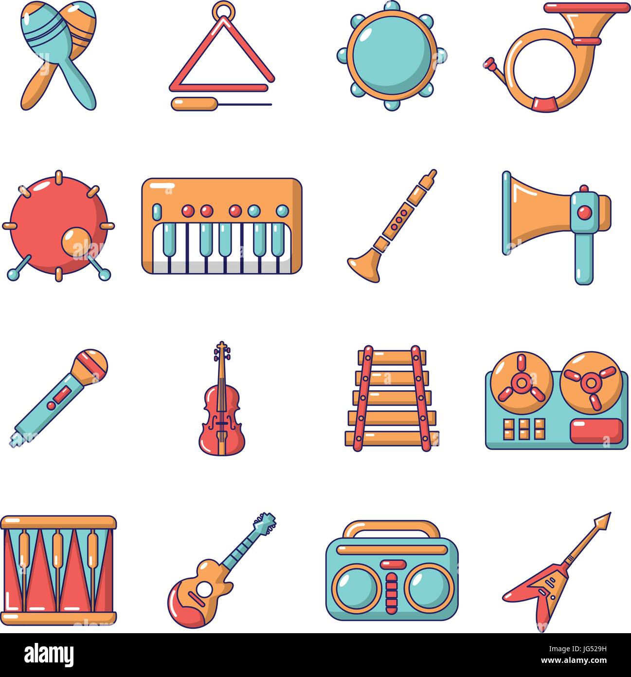 Musical instruments icons set, cartoon style Stock Vector Image & Art ...