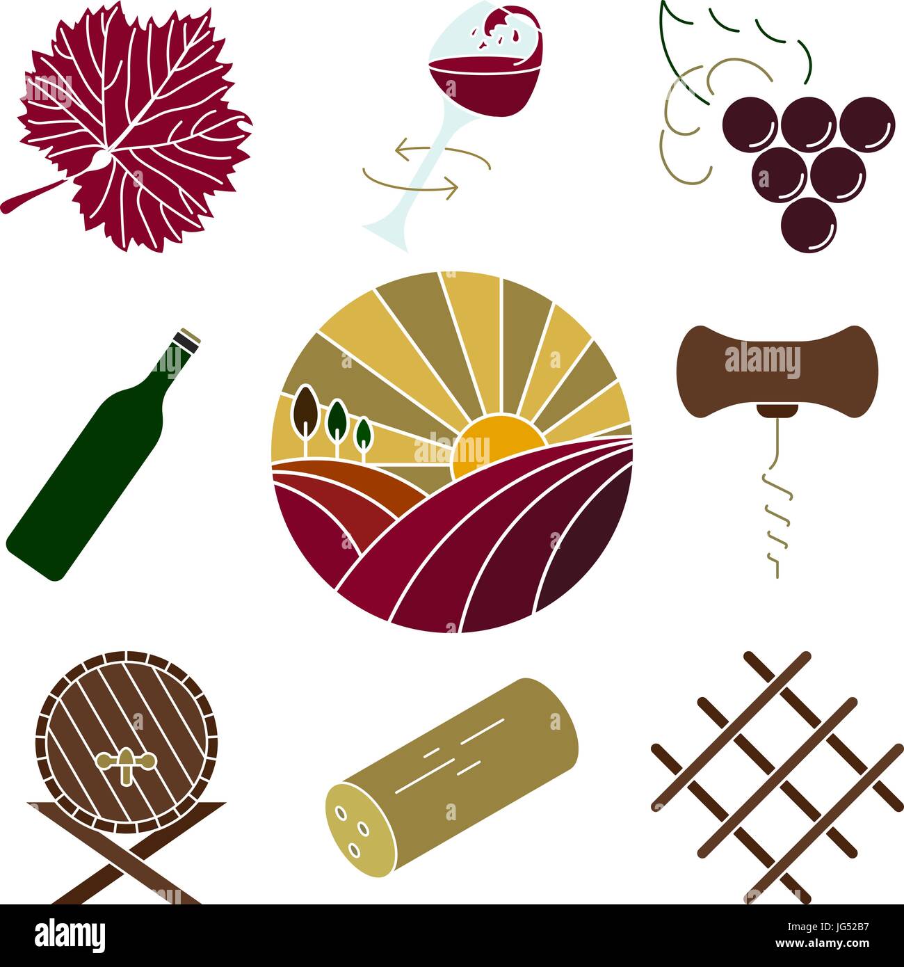 Collection of colorful wine icons Stock Vector Image & Art - Alamy
