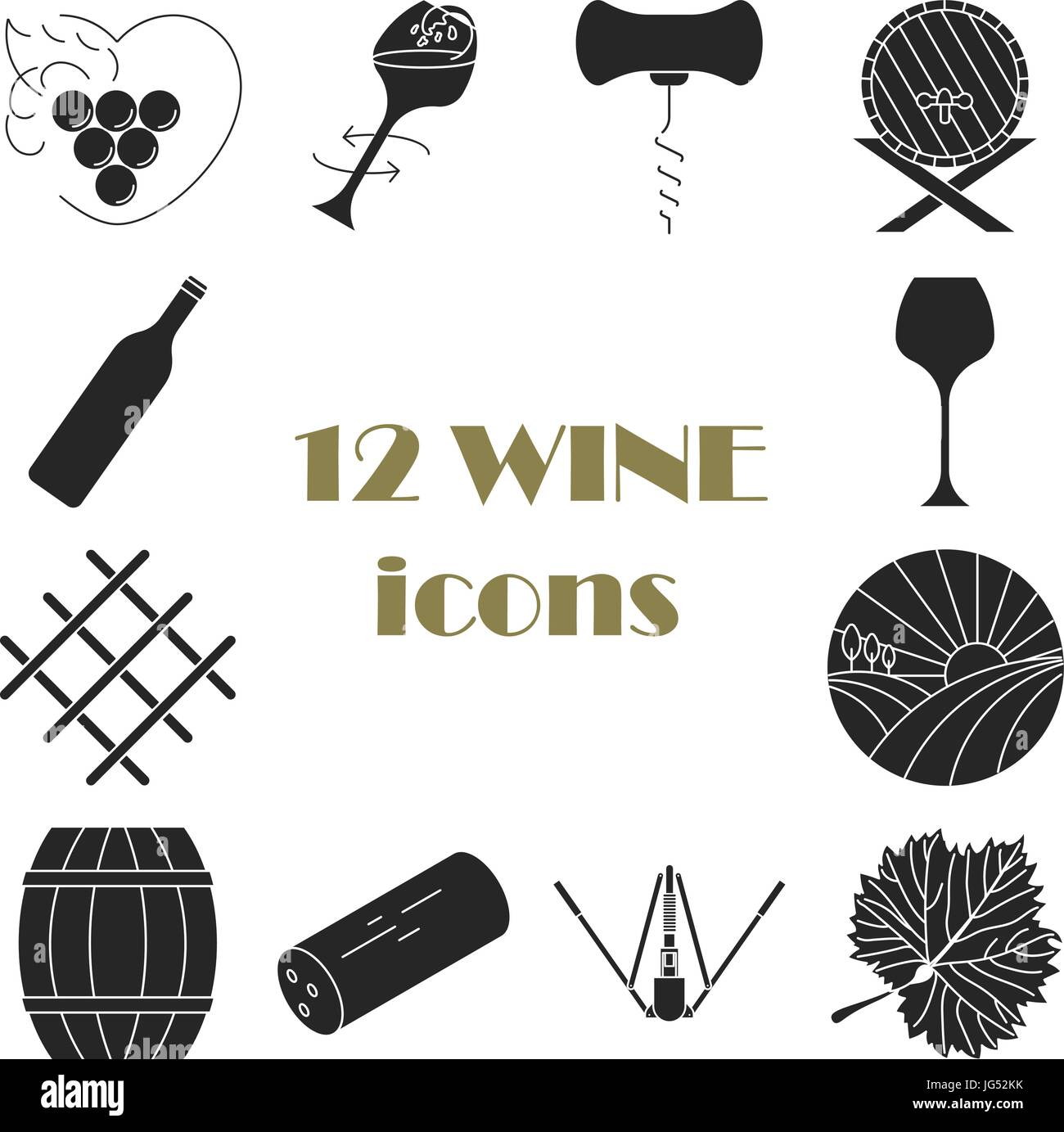 Collection of dark wine icons Stock Vector Image & Art - Alamy