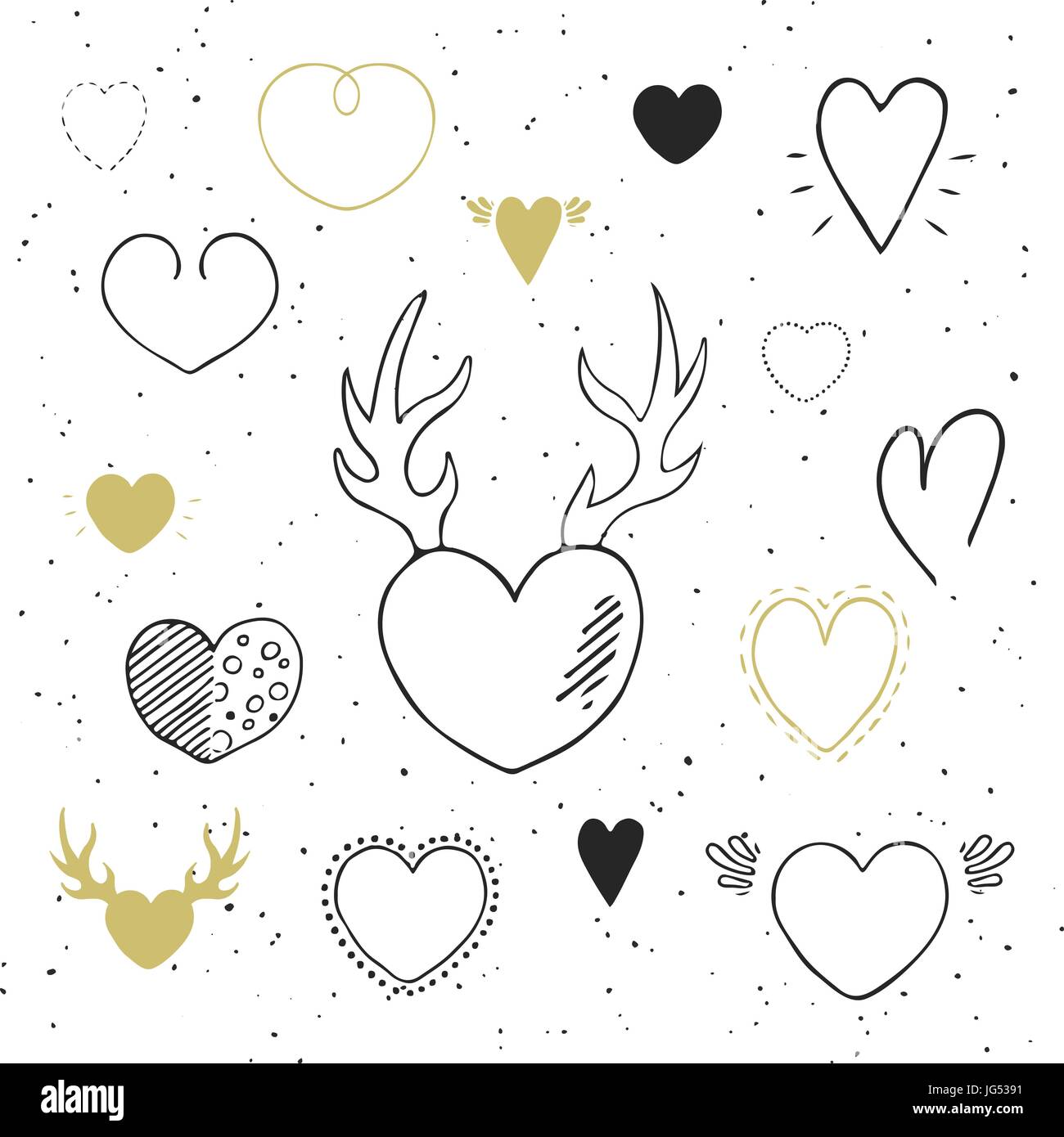 Collection of hand drawn hearts Stock Vector Image & Art - Alamy