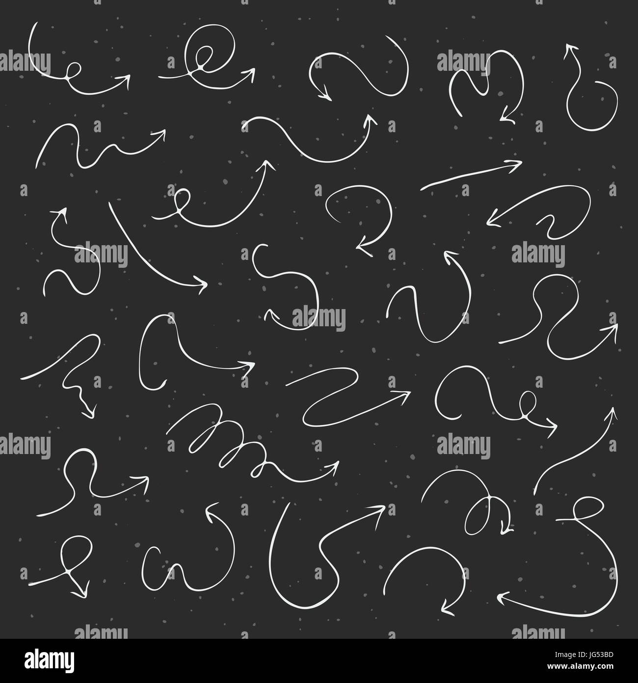 Set of white hand drawn arrows on dark background Stock Vector Image ...