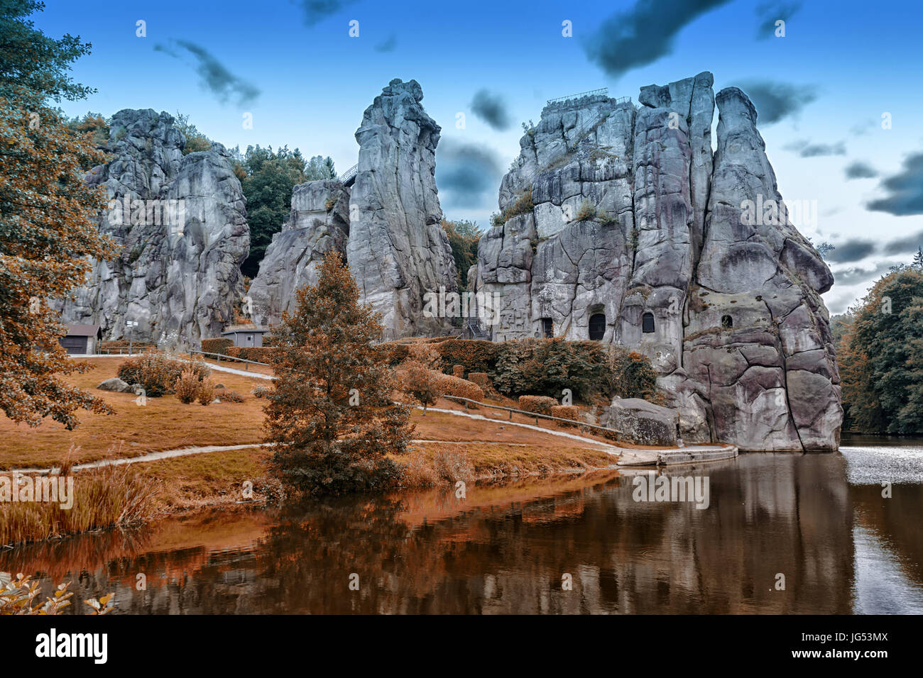 The Externsteine, striking sandstone rock formation in the Teutoburg ...