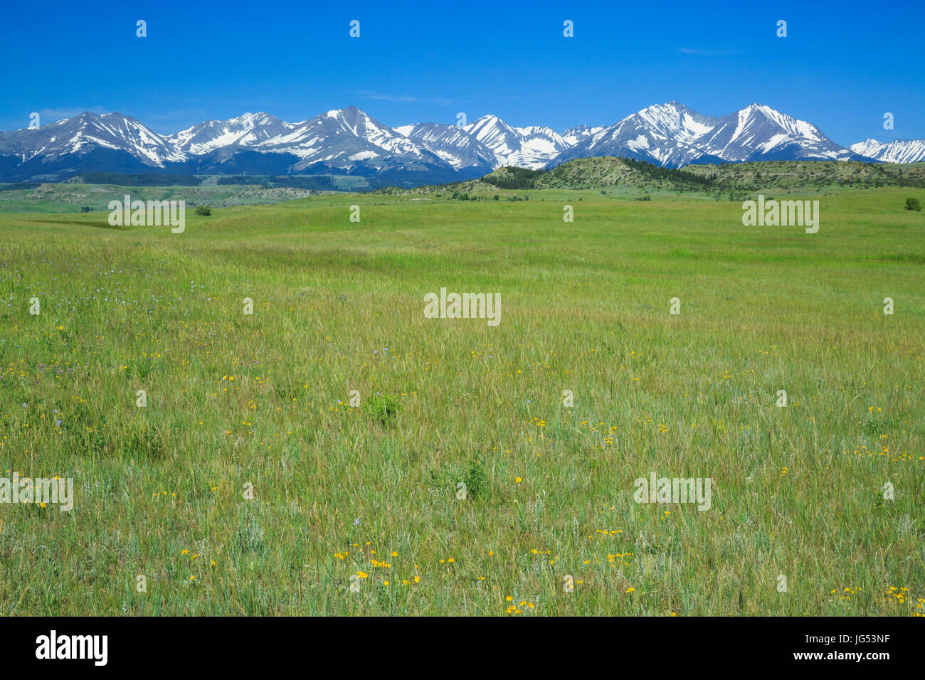 prairie below the crazy mountains near big timber, montana Stock Photo ...