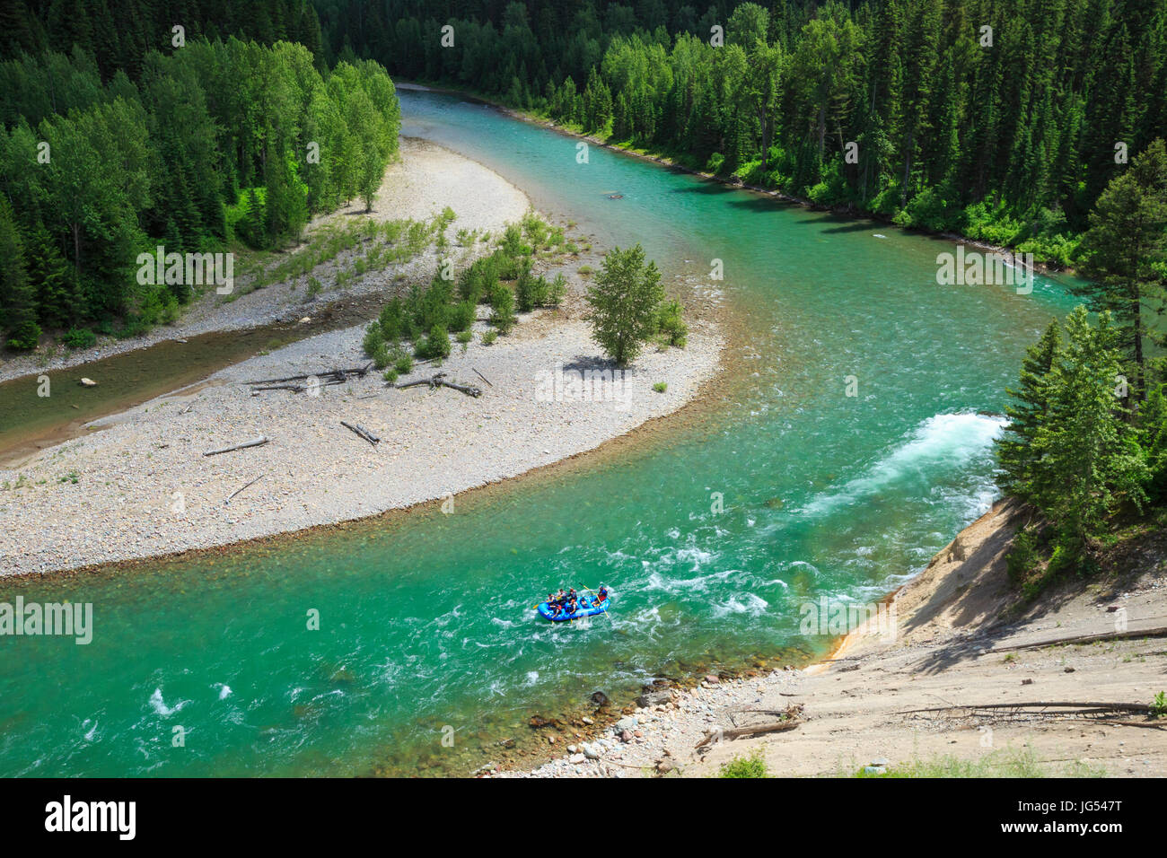 rafters on the middle fork flathead river along the border of glacier ...