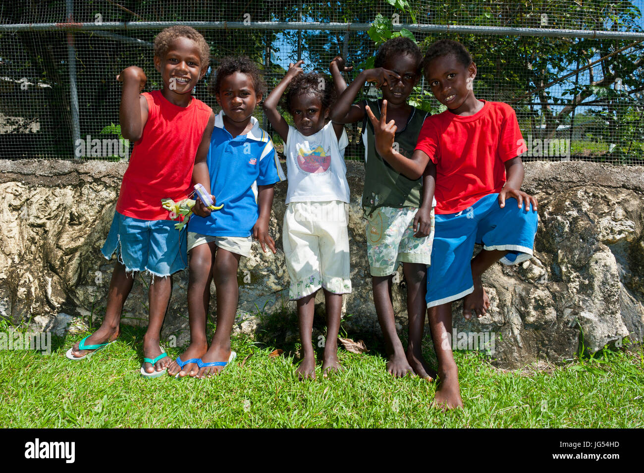 Young children in Honiara, capital of the Salomon Islands, Pacific ...
