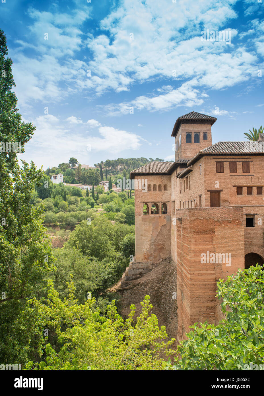 Ancient buildings at fortifications at the Alhambra Palace and fortress ...