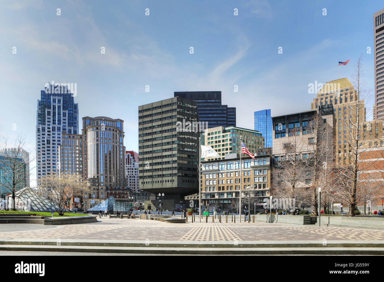 A View of the Boston city center square Stock Photo - Alamy
