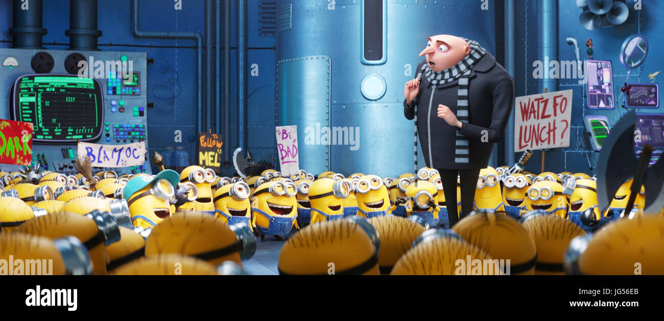 DESPICABLE ME 3, standing: Gru (voice: Steve Carell) with Minions, 2017 ...