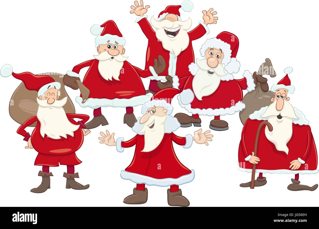 Cartoon Illustration of Santa Claus Christmas Characters Group Stock ...