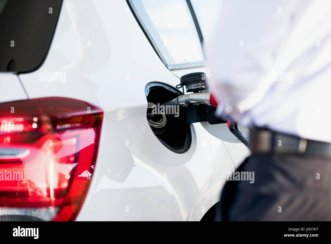 gas station white vehicle with fuel Stock Photo - Alamy