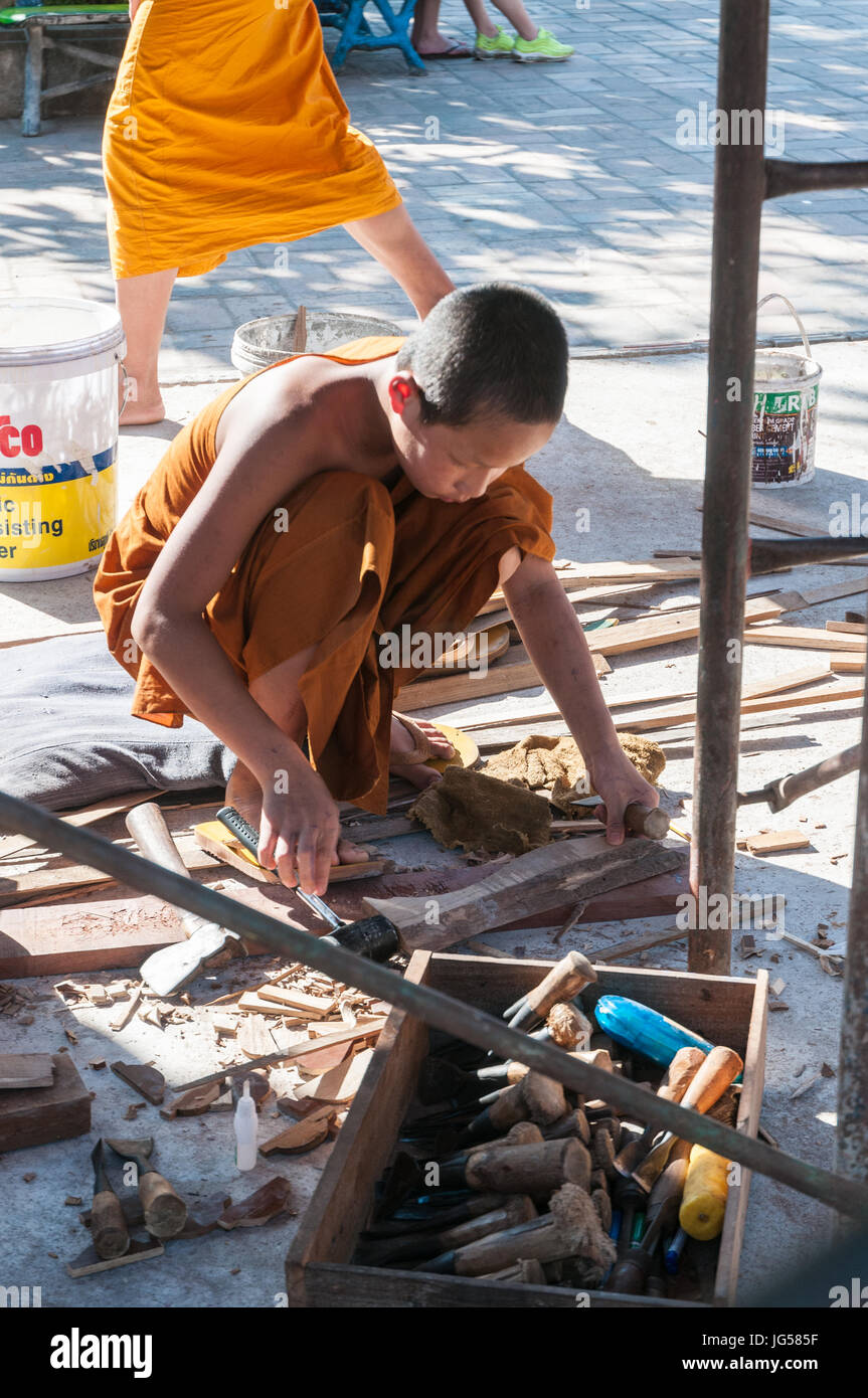 Monks at work -Thailand Stock Photo - Alamy