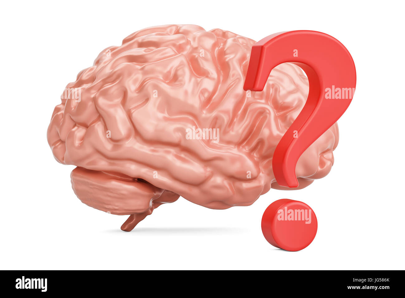 Human brain with question mark, 3D rendering isolated on white ...