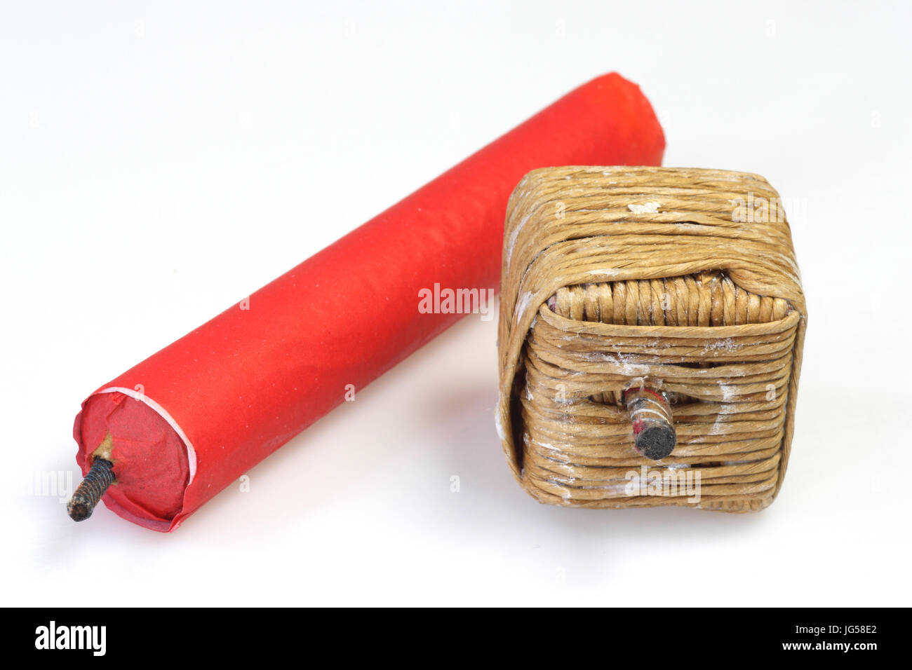 Red Firecrackers on bright background Stock Photo - Alamy