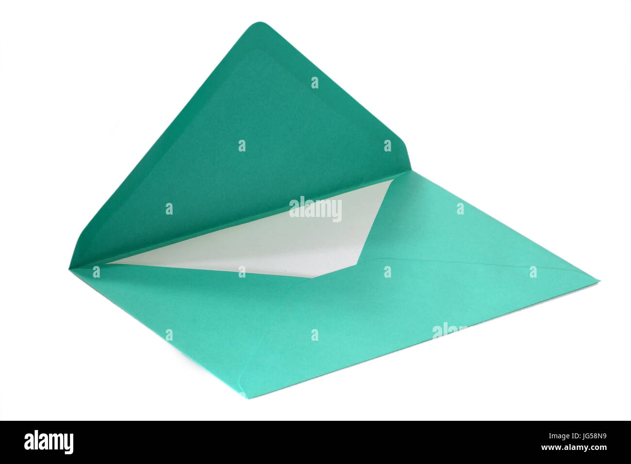 Green envelope isolated on white background Stock Photo - Alamy