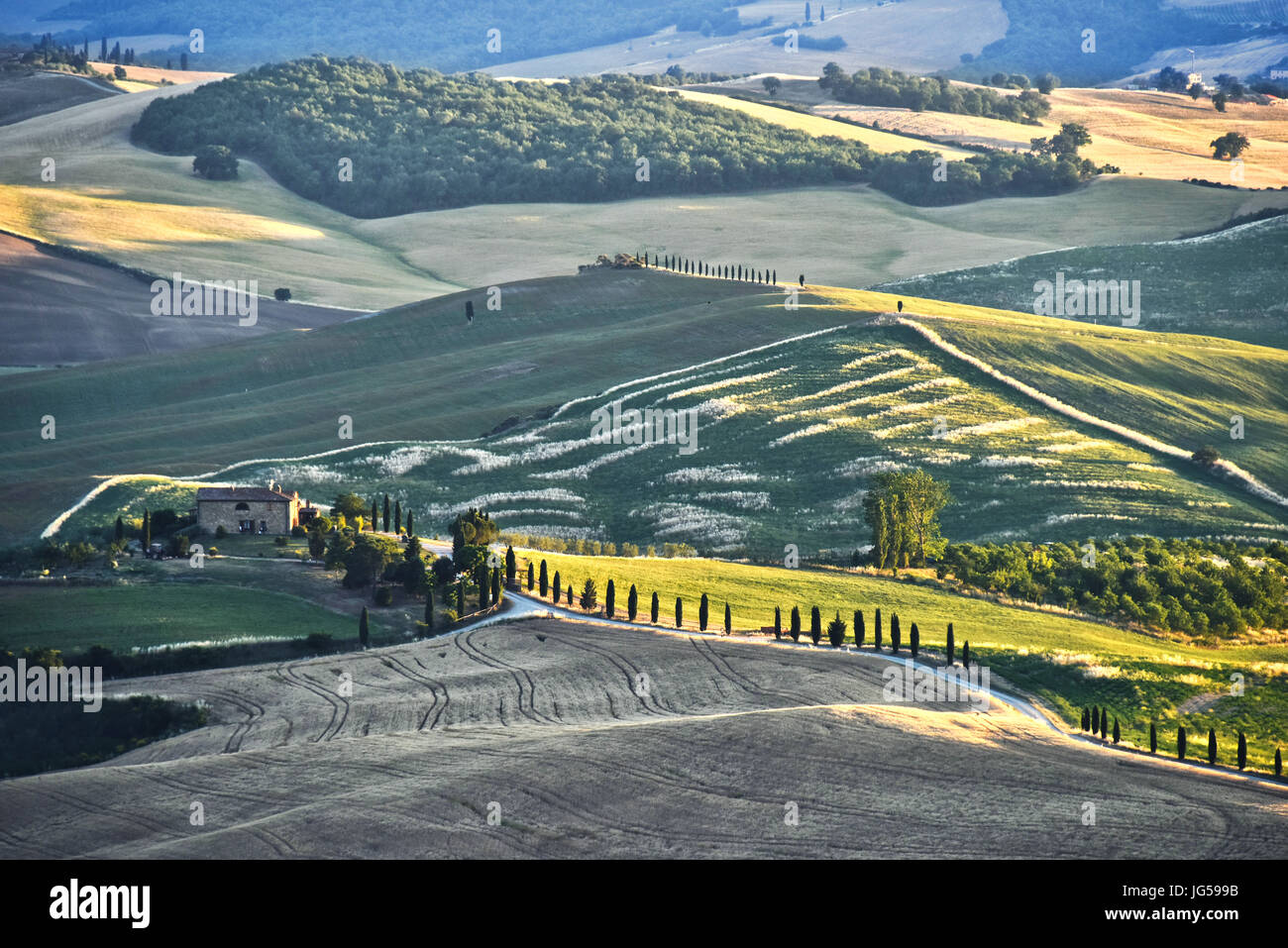 Landscape view of Val d'Orcia, Tuscany, Italy. UNESCO World Heritage ...