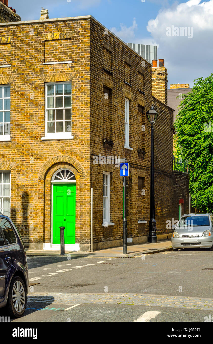 Typical English architecture, residential buildings in a row along the ...