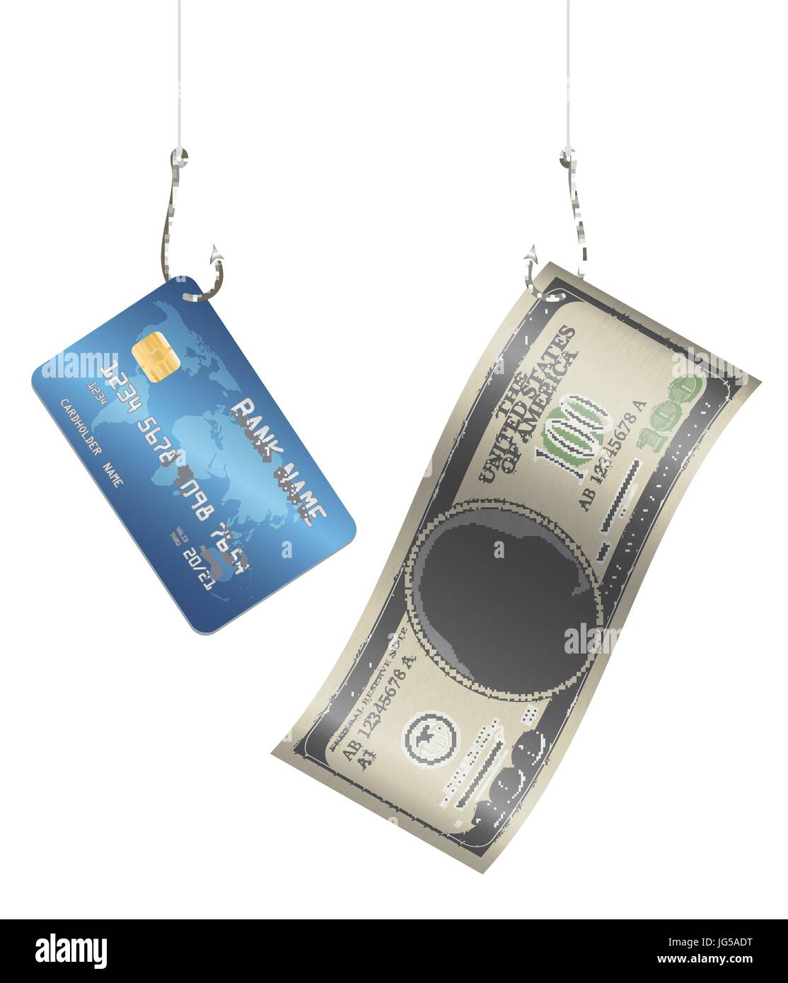 fishing hook phishing credit card and banknote Stock Vector Image & Art ...