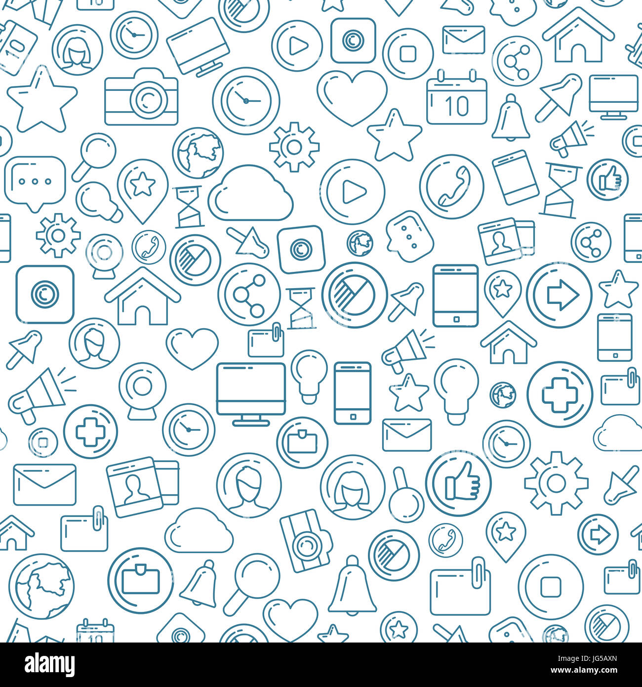 Social Media Blue Seamless Pattern Stock Photo - Alamy